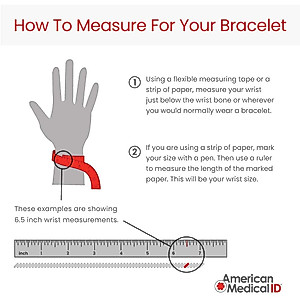 American Medical ID – Stainless Steel Classic Bracelet – Unisex Alert Bracelet (7" for 6.5" Wrist)