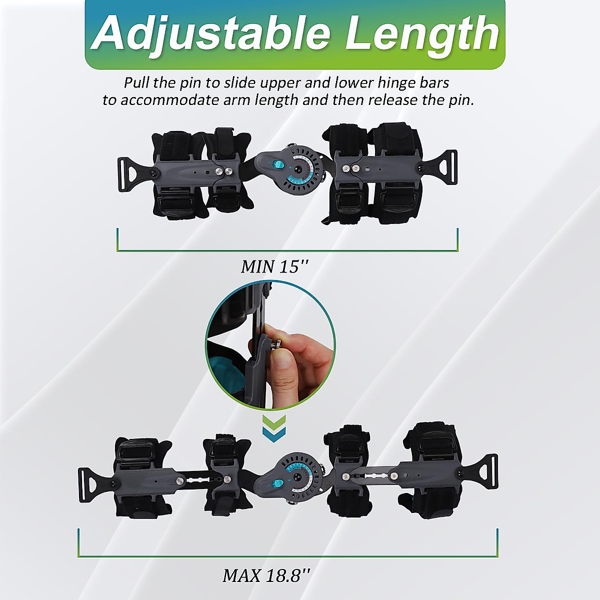 Komzer Hinged Elbow Brace, Adjustable Post OP ROM Elbow Brace with Sling Stabilizer Splint Arm Injury Recovery Support After Surgery (Right)