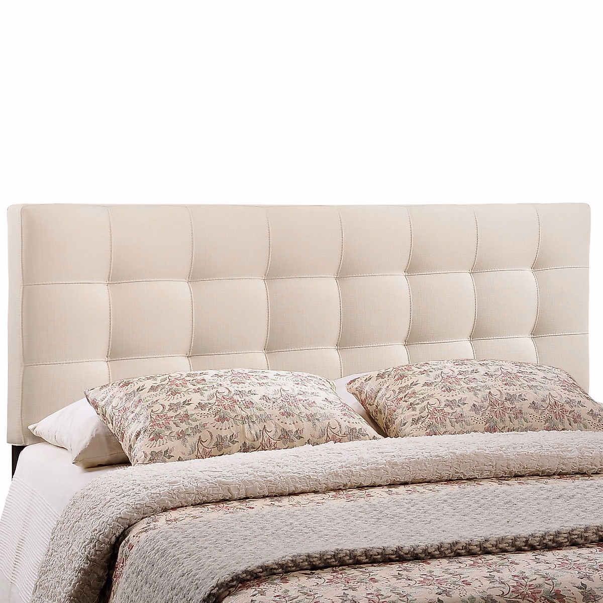 Modway Lily Tufted Linen Fabric Upholstered Queen Headboard in Ivory