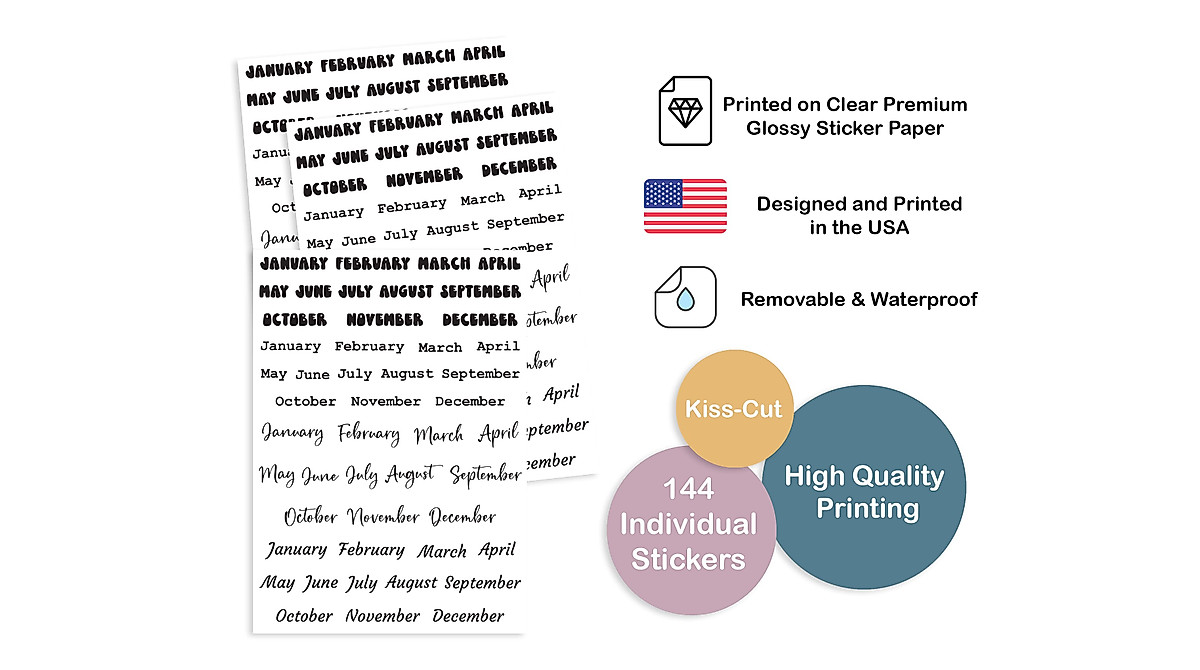 Mini Months Planner Stickers for Stylish Planning