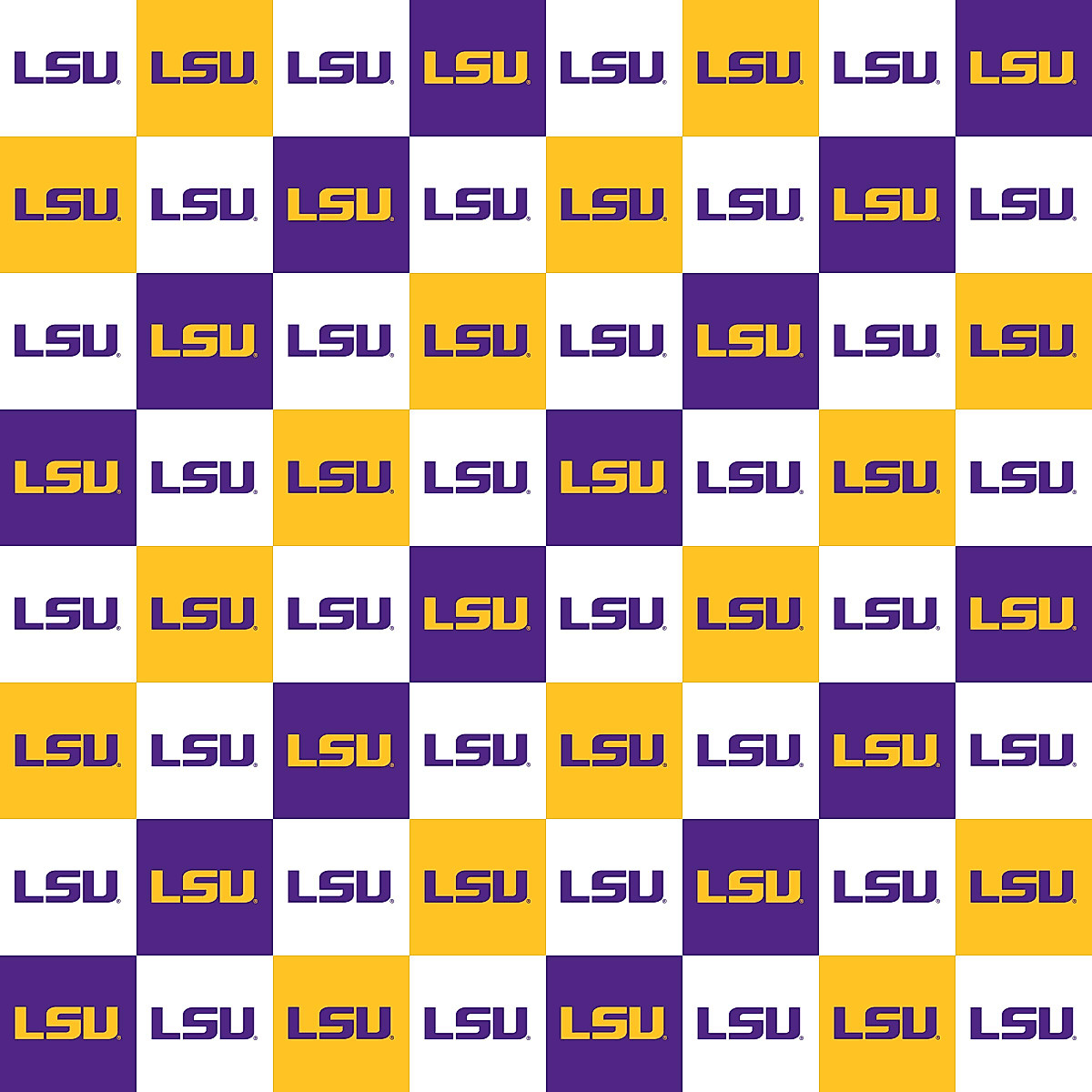 University of Louisiana LSU Cotton Fabric with New Mini Check Design-Newest Pattern-NCAA Cotton Fabric