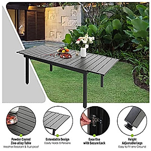 Sophia & William Patio Dining Set for 8 Expandable Patio Dining Table 6-8 Person with Patio Dining Chairs Textilene 9 Pieces Patio Furniture Set for Lawn Garden Backyard Pool All Weather