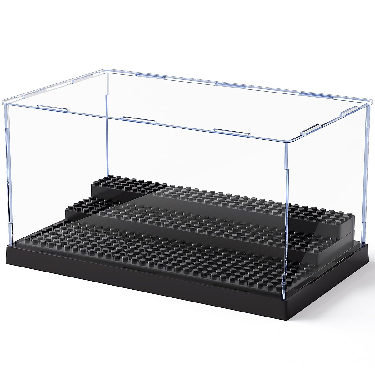 Minifigure Display Case for Action Figures Blocks, Clear Dustproof Acrylic Display Box Storage with 3 Movable Steps Gifts for Children,Black…