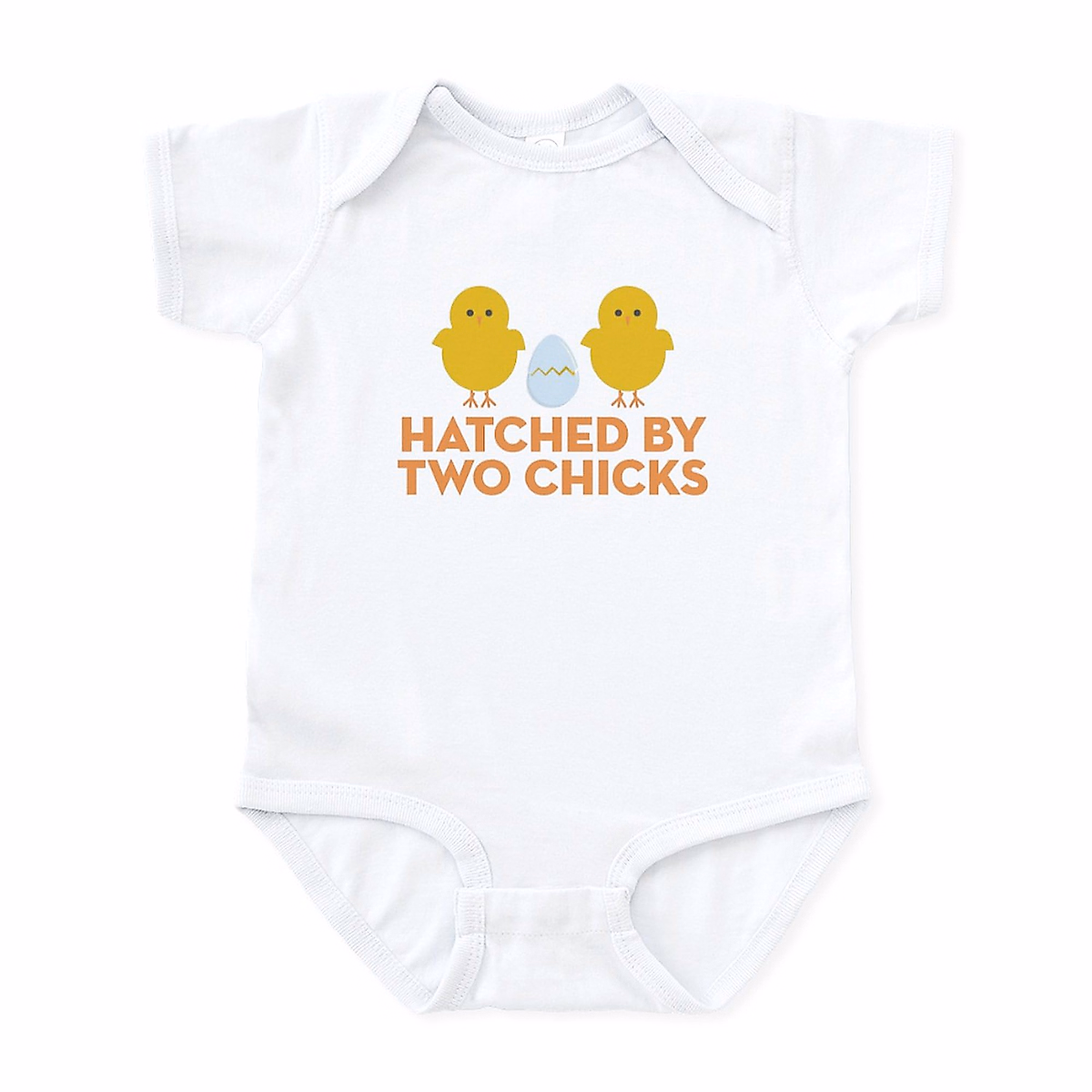 CafePress Hatched by Two Chicks Infant Bodysuit Cute Infant Bodysuit Baby Romper Cloud White