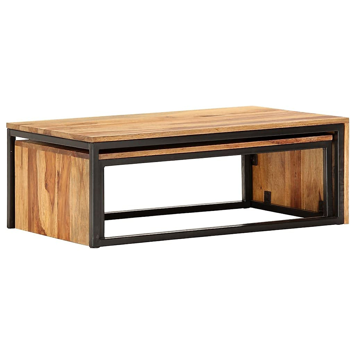 QJBSAVVA Nesting Tables 2 pcs Solid Sheesham Wood,Entrance Table Tray Tables Center Table Low Table Suitable for Meeting Rooms, Reception Rooms, Offices