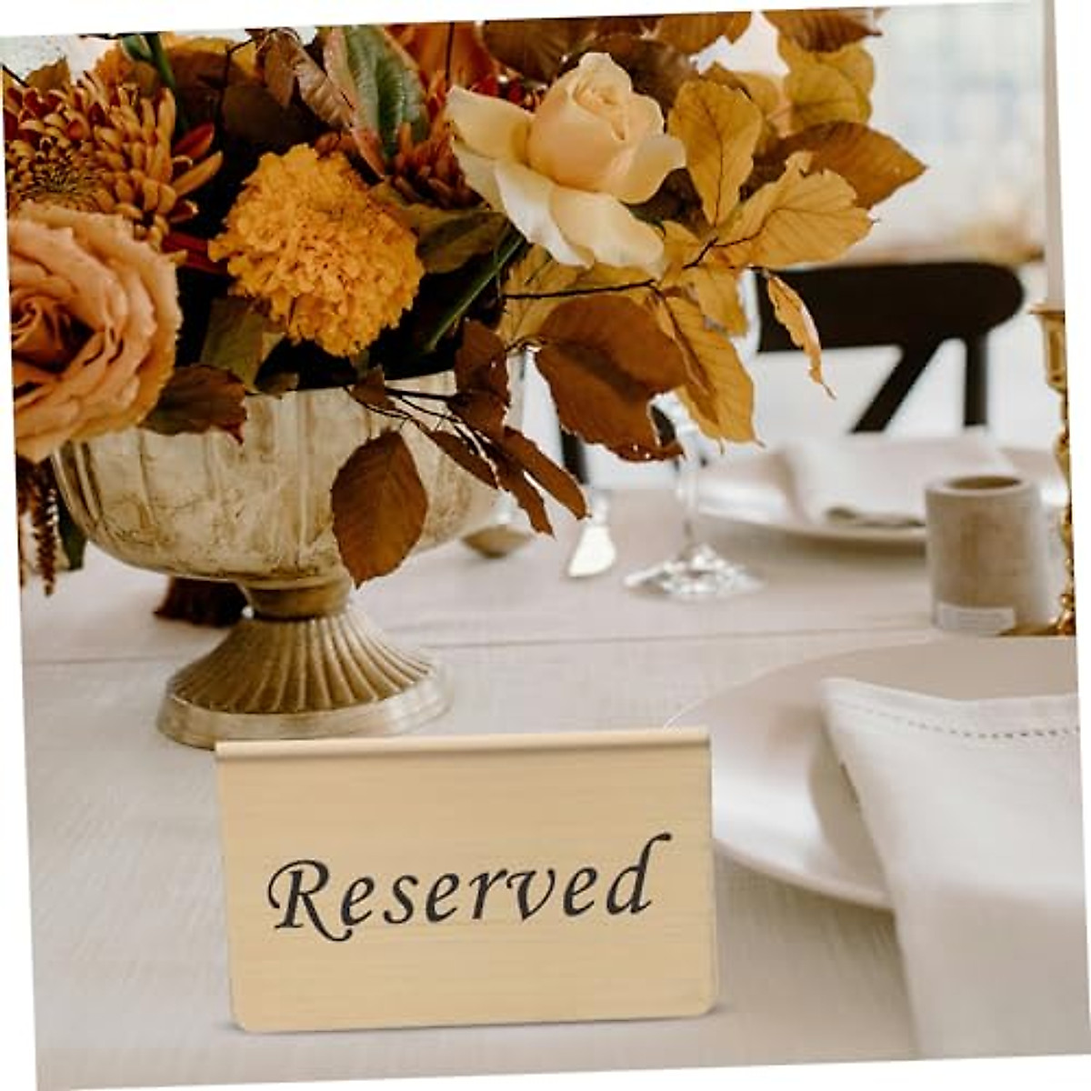 VOSAREA 4sets Table Booked Reserved Signs for Tables Meeting Banquet Reserved Signs Ceremony Reception Reserved Signs Table Card Holder Table Number Holders Tents Golden Stainless 4pcs*4