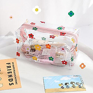 Clear Large Capacity Pencil Cases,Portable Cosmetic Makeup Bag,Fruit Printed Pencil Bag Pouch Stationery Box(red Strawberry)
