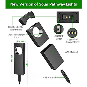 E-Kong Solar Outdoor Lights 6 Pack, Bright Pathway Outdoor, Achieve IP65 Waterproof, Moon Shape Landscape, Auto On/Off for Outside Yard Garden Path, Warm White