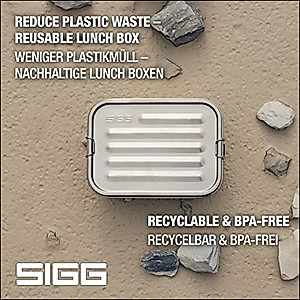 SIGG - Gemstone Box - Selenite Lunch Box - Stainless Steel Lunch Box with Leak-Proof Silicone Rim - Divided Lunch Box for Lunch and Leftovers - Silver - 27 Oz