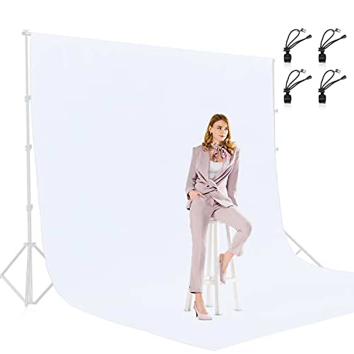 Emart 8.5x10ft White Photo Backdrop for Photography, Large Plain White Drapes Party Background Curtain | Polyester Fabric | White Screen Sheet Video Studio Portrait Photoshoot Parties
