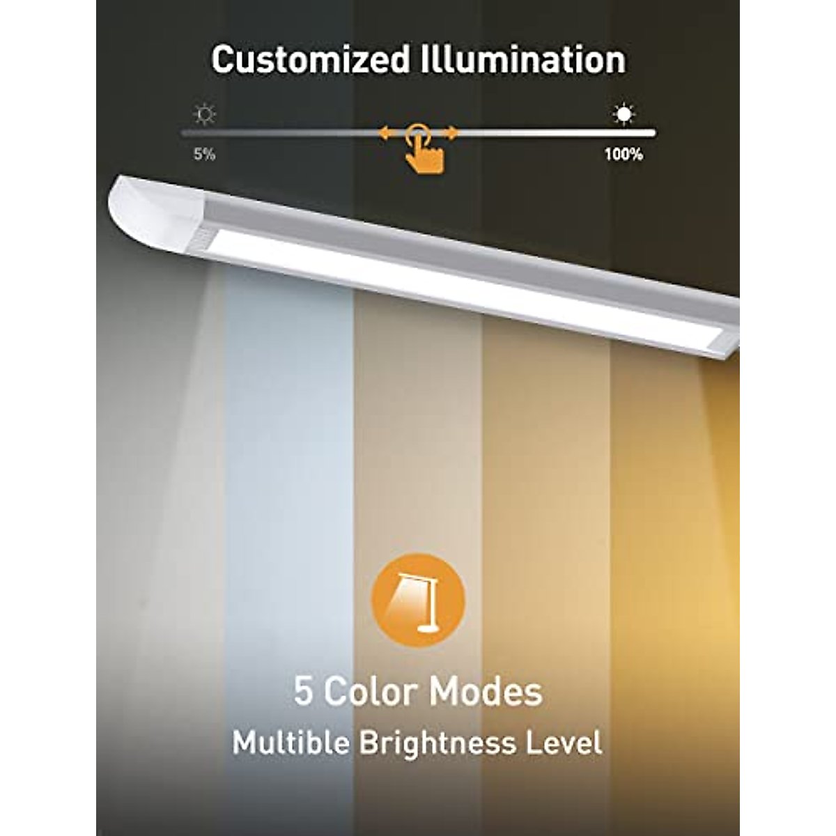 Desk Lamp, Dimmable Desk Light with USB Charging Port, Led Desk Lamp with 10 Brightness Levels & 5 Color Temperature, Touch Control, Adjustable Arm, Eye-Caring for Home Office Bedroom Reading