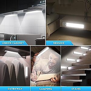 50-LED Under Cabinet Lights Wireless Closet Lights Motion Sensored Rechargeable Light, Under Counter, Magnetic, Cabinet Lighting, Activated Night Light Bar-3Pack White
