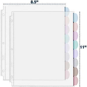 Mr. Pen- Clear Sheet Protectors with Binder Tabs, 8 Tabs, 2 Sets, Clear Binder Sheet Protectors, Clear Plastic Dividers for 3 Ring Binder, Insertable Index Page Divider Multicolor Tabs