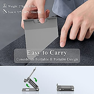 Minthouz Tablet Stand, Adjustable & Foldable Tablet Holder, Compact Aluminum Phone Stand with Anti-Slip Pads, Compatible with All 4.7-12.9 inches Mobile Phones/E-Readers/Tablets/Ultrabooks - Gray