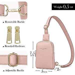 AOCINA INICAT Small Sling Bag Crossbody Vegan Leather Fanny Packs for Women Fashionable Chest Bag for Travel(0-Pink)
