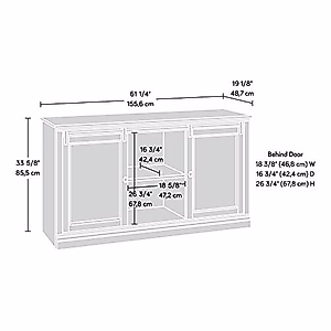 Sauder Barrister Lane Credenza, for TVs up to 60", White Plank finish