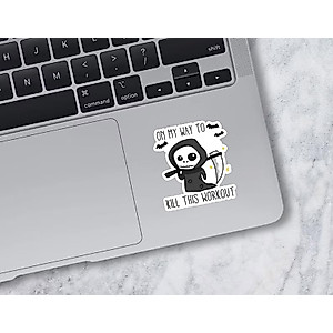 Miraki On My Way To Kill This Workout Sticker, Ghost Sticker, Planner Sticker, Workout Sticker, Gym Sticker, Water Assitant Die-Cut Vinyl Funny Decals for Laptop, Phone, Water Bottles, Kindle Sticker