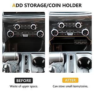 RERPRO Center Console Organizer Tray Compatible with 2021 2022 2023 2024 2025 Ford F150 Interior Accessories Insert Storage with Coin Holder Box Under Dash OEM Secondary Console Vault Bin