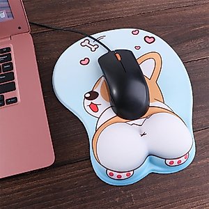 Vctitil Ergonomic Mouse Pad with Wrist Support, Mouse Pad with Wrist Rest for Gaming Working, Gel Mouse Pads with Non-Slip Pu Base(Blue)