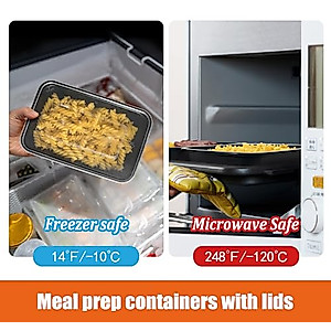 Teivio 35Pack 16oz Disposable Meal Prep Containers, Plastic Food Storage Containers with Lids, Leak proof, Microwave and Freezer Safe,for preparing lunch, snacks, salad or sandwiches (Black)