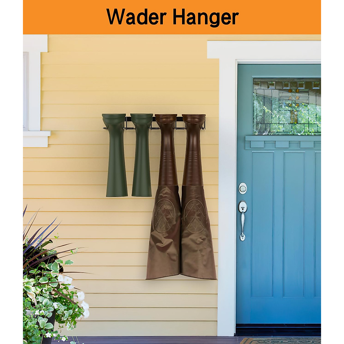 DegMongee Wader Hangers - 4 Pair Hanging Boot Rack - Great for Work Boots, Cowboy Boots, and Waders - Garage Shoe Storage - Shoe Organizer for Entryway