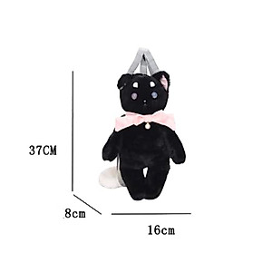 Cute Plush Kawaii Cat Backpack (Black)