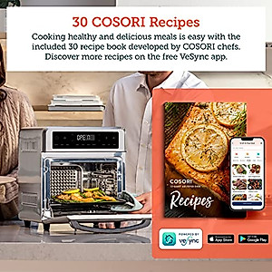 COSORI Air Fryer Toaster Oven, 13 Qt Airfryer Fits 8" Pizza, 11-in-1 Functions with Rotisserie, Dehydrate, Dual Heating Elements with Convection Fan for Fast Cooking, Cookbook & 6 Accessories, Silver