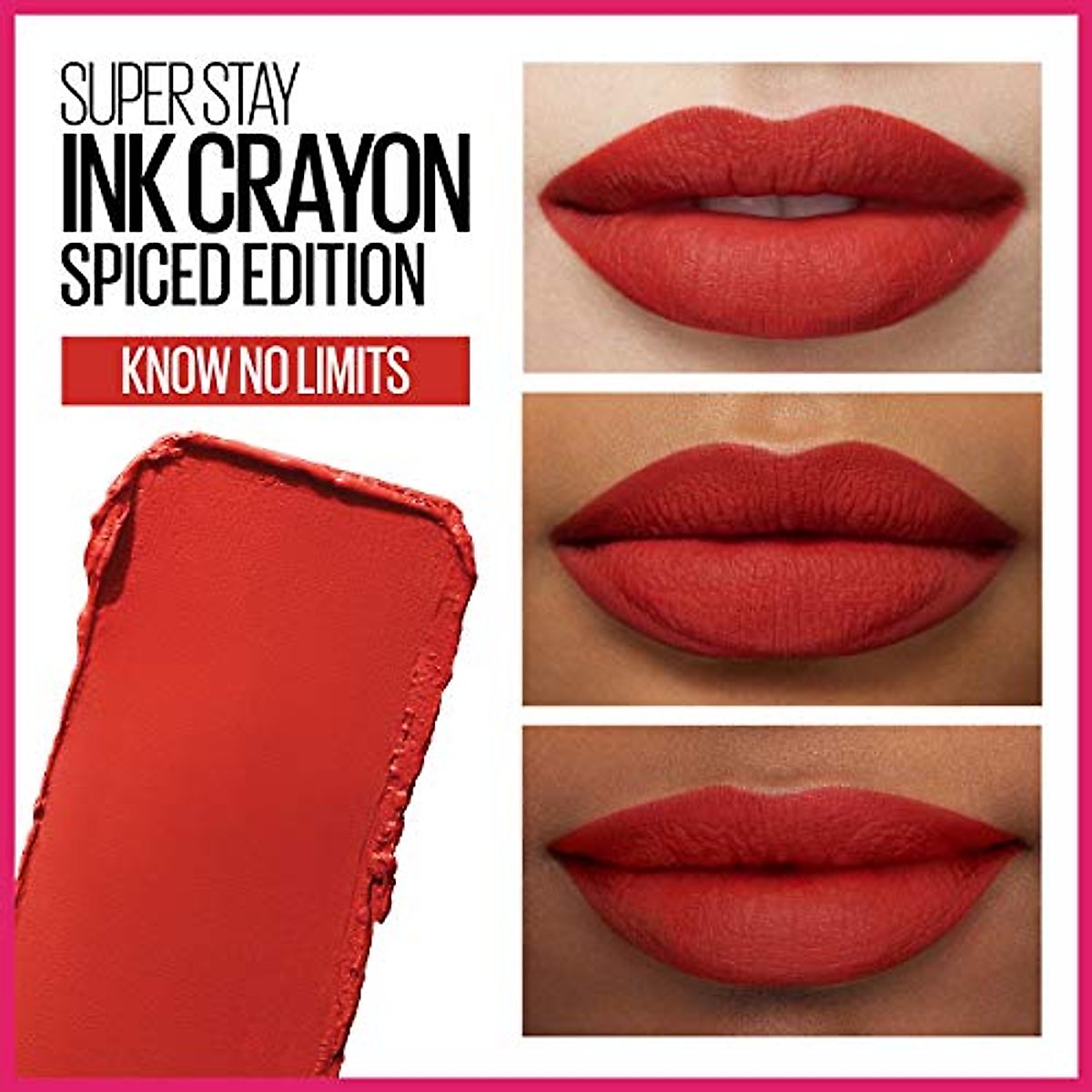 Maybelline SuperStay Ink Crayon Matte Longwear Lipstick With Built-in Sharpener, Know No Limits, 0.04 Ounce