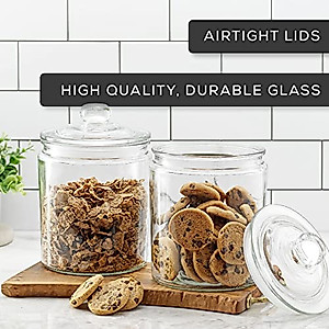 JoyJolt Elegant Cookie Jar. 2 Large Glass Jar With Glass Lid. Cookie Jars for Kitchen Counter with Lids, Candy Jar, Decorative Apothecary Jar, Large Canisters, Half Gallon Glass Jar with Lid Airtight