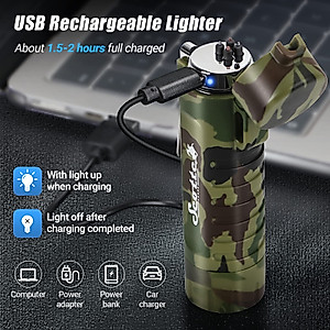 Scotte Electric Lighter USB Rechargeable Plasma Lighter Waterproof Lighter with Flashlight Arc Lighter Include 5 in 1 Magnesium Fire Starter for Outdoor Camping Hiking Tactical Survival Lighter