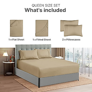 Extra Deep Pocket Queen Sheets - 4 Piece Breathable & Cooling Bed Sheets - Hotel Luxury Bed Sheet Set - Soft, Wrinkle Free & Comfy - Easily Fits Extra Deep Mattresses - Deep Pocket Cream Sheets Set