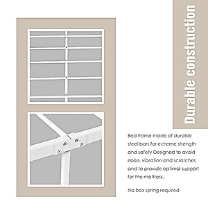 Zoophyter Metal Platform Bed Frame Queen Size with Headboard Footboard No Box Spring Needed Easy Assembly White