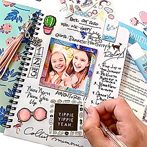 Hapinest DIY Journal Kit for girls - 63pcs Ideal for Teen and Tween girls Ages 8 9 10 11 12 13 14+ Birthday Gift for girls, Scrapbook and Diary Supplies Set