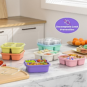 Snack Boxes (7 Pack) Stackable - Reusable Bento Lunch Box Set for Kids and Adults, Sturdy and Easy-to-Clean Meal Prep Containers, Microwave, Freezer, and Dishwasher Safe, BPA-Free (7 Colors)