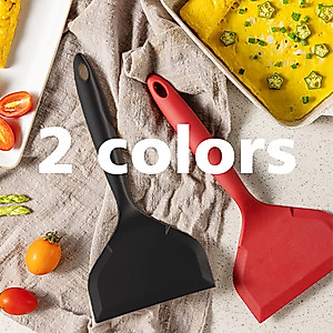 Silicone Tamagoyaki Spatula Japanese Omelette Spatula Wide Silicone Pancake Spatula Nonstick Heat-Resistant Pancake Shovel for Egg, Fish, Burgers, Steak and Pizza，Black