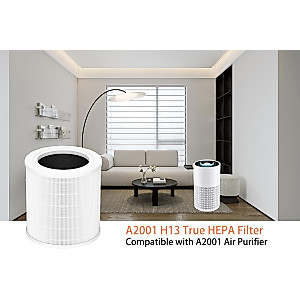 A2001 Replacement Filter Compatible with A2001 Air Purifier, 3 IN 1, H13 True Filter With Activated Carbon and Pre-Filter, 4 Pack Compared to Part #AF-2001