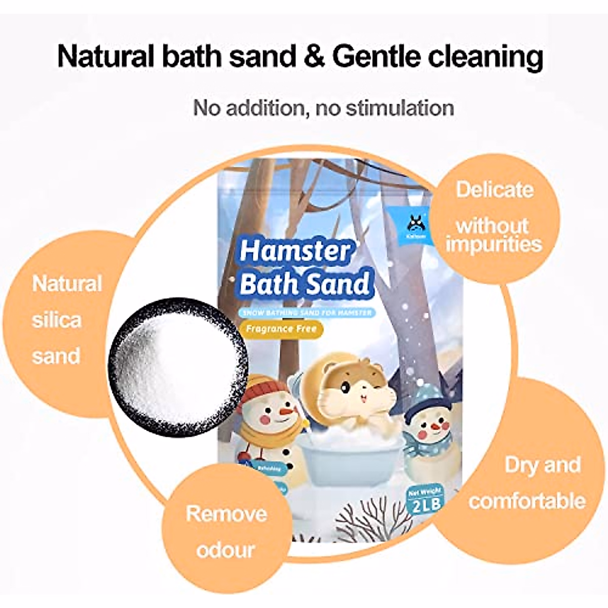 kathson Hamster Bathing Sand with Sandbox Bathroom, Small Animal Cleansing Potty Litter Dust Gerbil Grooming Sand Bath for Dwarf Hamster Gerbil Mouse