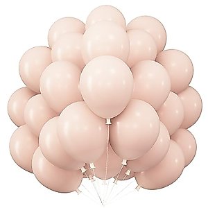 Double Stuffed Blush Balloons 50 Pack Cream Beige Party Balloons, Blush Pink Nude Latex Helium Balloons Set Pastel Peach Balloon for Birthday Boho Wedding Bridal Shower Engagement Party Decorations