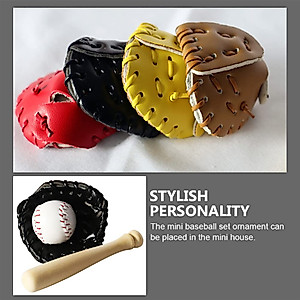 NUOBESTY Halloween Miniatures 1 Set of Miniature Baseball Bats Gloves Kit Decorative Simulation Tiny House Accessories Baseball Birthday Decorations