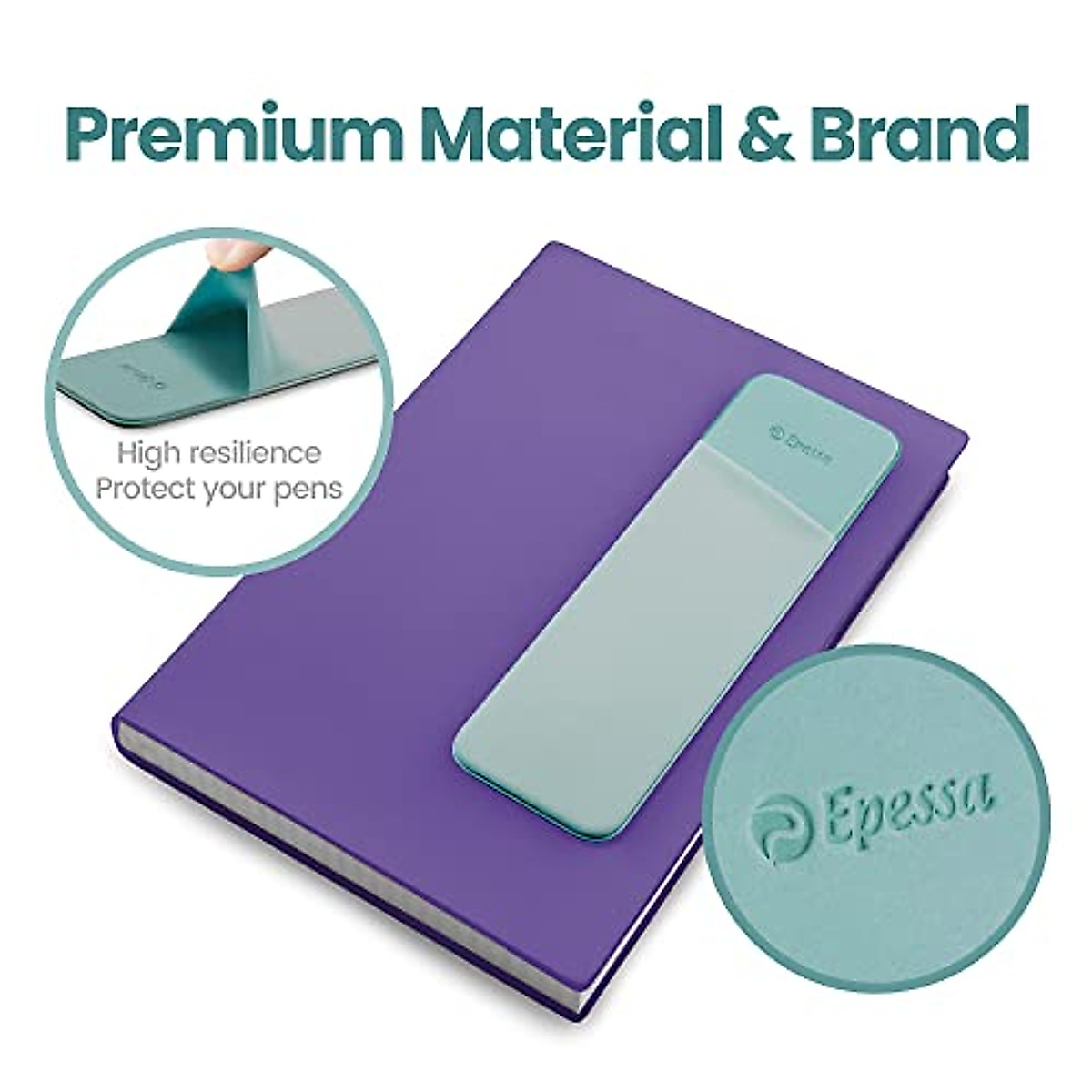 Epessa Stick-On Pen Holder for Notebook, Adhesive Pencil Sleeve Pouch for Hardcover Journals, Planners, Notebooks, Reusable Pen Pocket Organizer Easy to Remove (Green)