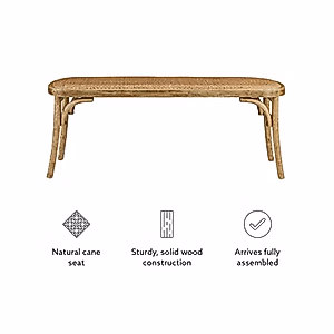 Linon Natural Bentwood Woven Rattan Seat Hank Bench