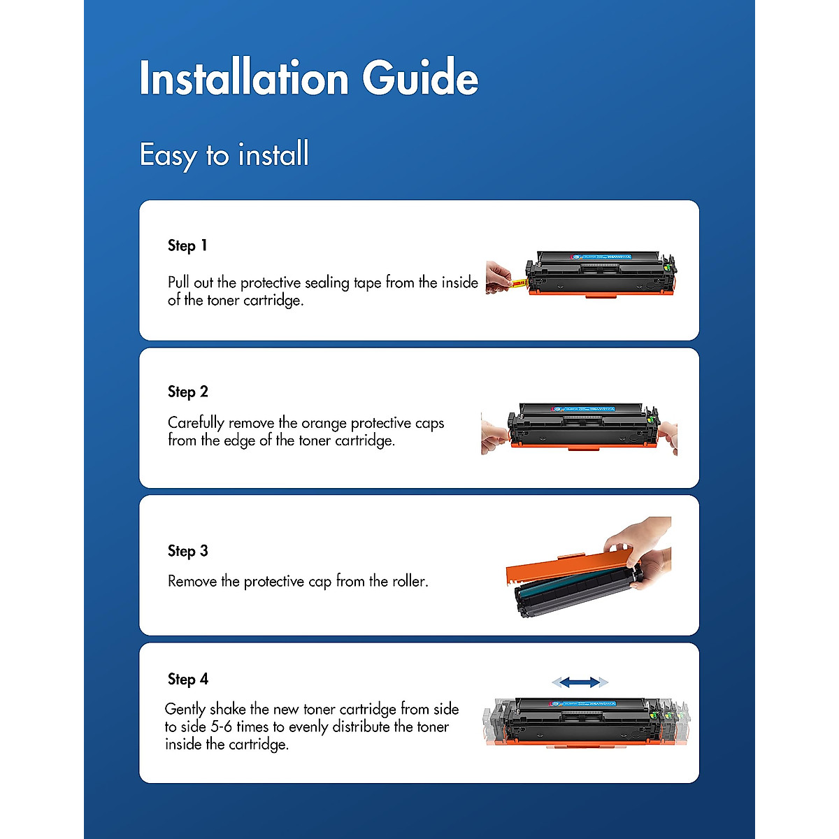 OLORVA 206A Toner Cartridge 4 Pack | Toner Cartridge Replacement for HP 206A 206X Compatible with HP Color Laserjet Pro MFP M283fdw M283cdw M255dw, Color Pro MFP M283 M255 Series | W2110A