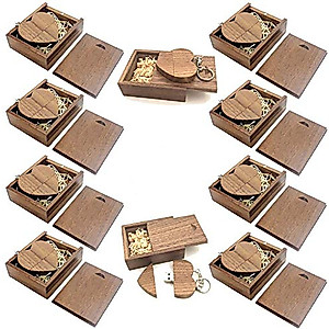 A Plus+ 10 PCS Eco Wooden USB Flash Drive 16GB Heart Shaped with Matching Box for Wedding Photography Valentine's Day