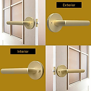Mega Handles Privacy I Lever Door Handle Set for Hallway, Closet and Bathroom I Reversible Heavy Duty Design I Fits All Standard Door Sizes I Screws Included - Satin Brass (1 Pack)