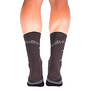 veloToze Cycling Sock - Active Compression with Merino Wool Blend - Black/Grey Small/Medium
