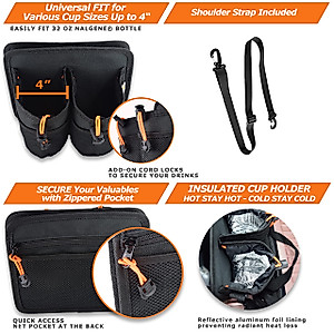 Herculean Merchs Luggage Cup Holder - Black Nylon & Polyester Drink Holder for Suitcase Handles - Caddy Bag Accessory for Beverage, Bottle Holder - Luggage Gift, Drink Caddy for Traveler Carry On