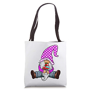 Pastry Chef Gnome Holding Cupcake Cake Baking Dessert Gnome Tote Bag