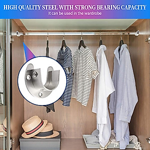 Creatyi Heavy Duty Closet Rod Brackets Closet Shower Rod Bracket Closet Rod Holders Closet Pole Sockets Closet Rod Supports for 1 1/4 Inch Rod (2 PCS, Silver)