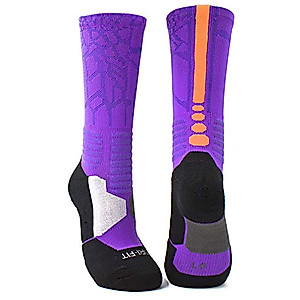 mitvr Basketball Socks, Cushioned Athletic Sports Socks, 5 Pack Compression Crew Socks for Boy Girl Men Women,A3,Medium