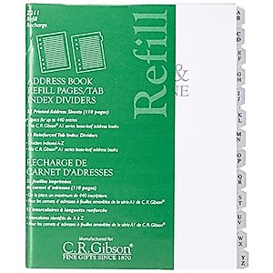 C.R. Gibson Blank Address Book Refills 3 Ring Address Book, 55 pgs.